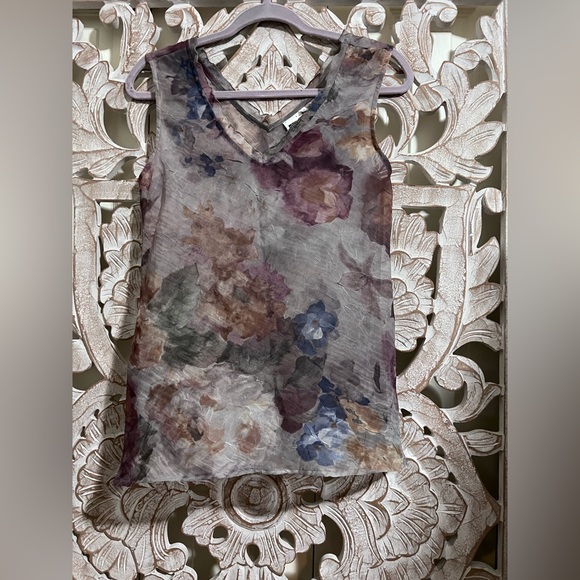 Johnny Was | Tops | Euc Johnny Was 9s Vintage Sheer Watercolor Floral ...